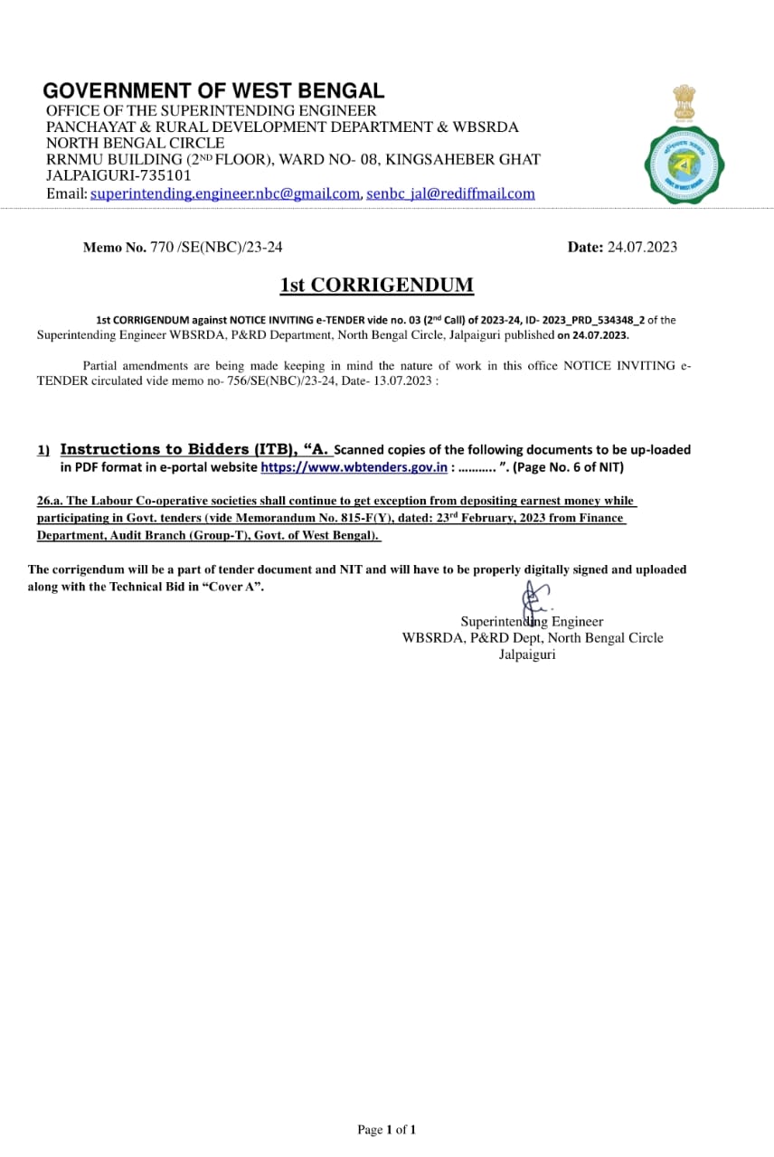 DEPARTMENT OF WEST BENGAL PANCHAYAT AND RURAL DEVELOPMENT...